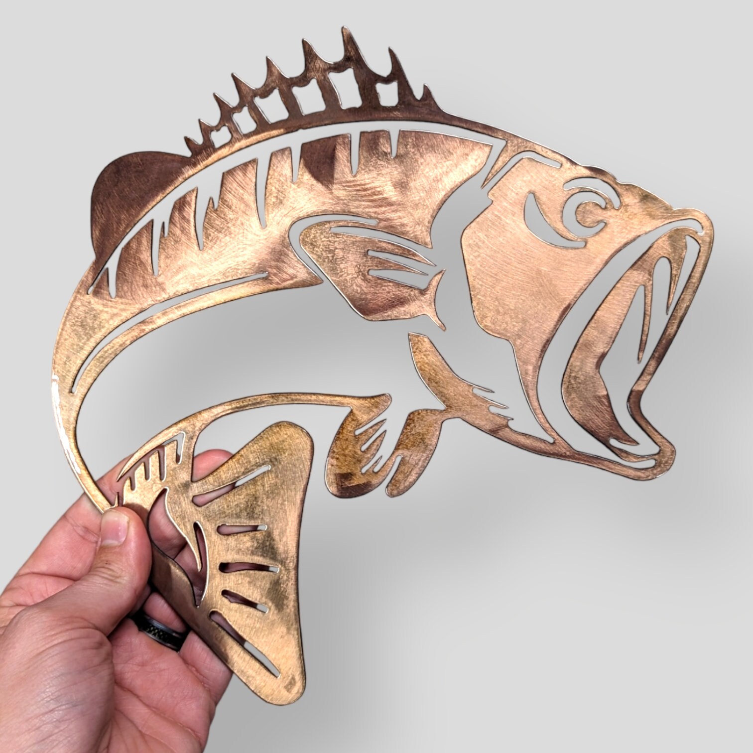 Jumping Bass Fish Metal Art With Colorful Patinas - Etsy