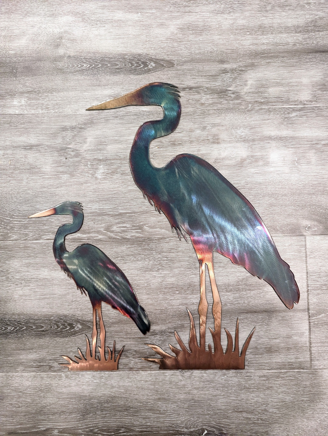 Blue Heron Metal Art With Colorful Patina Finish - Etsy
