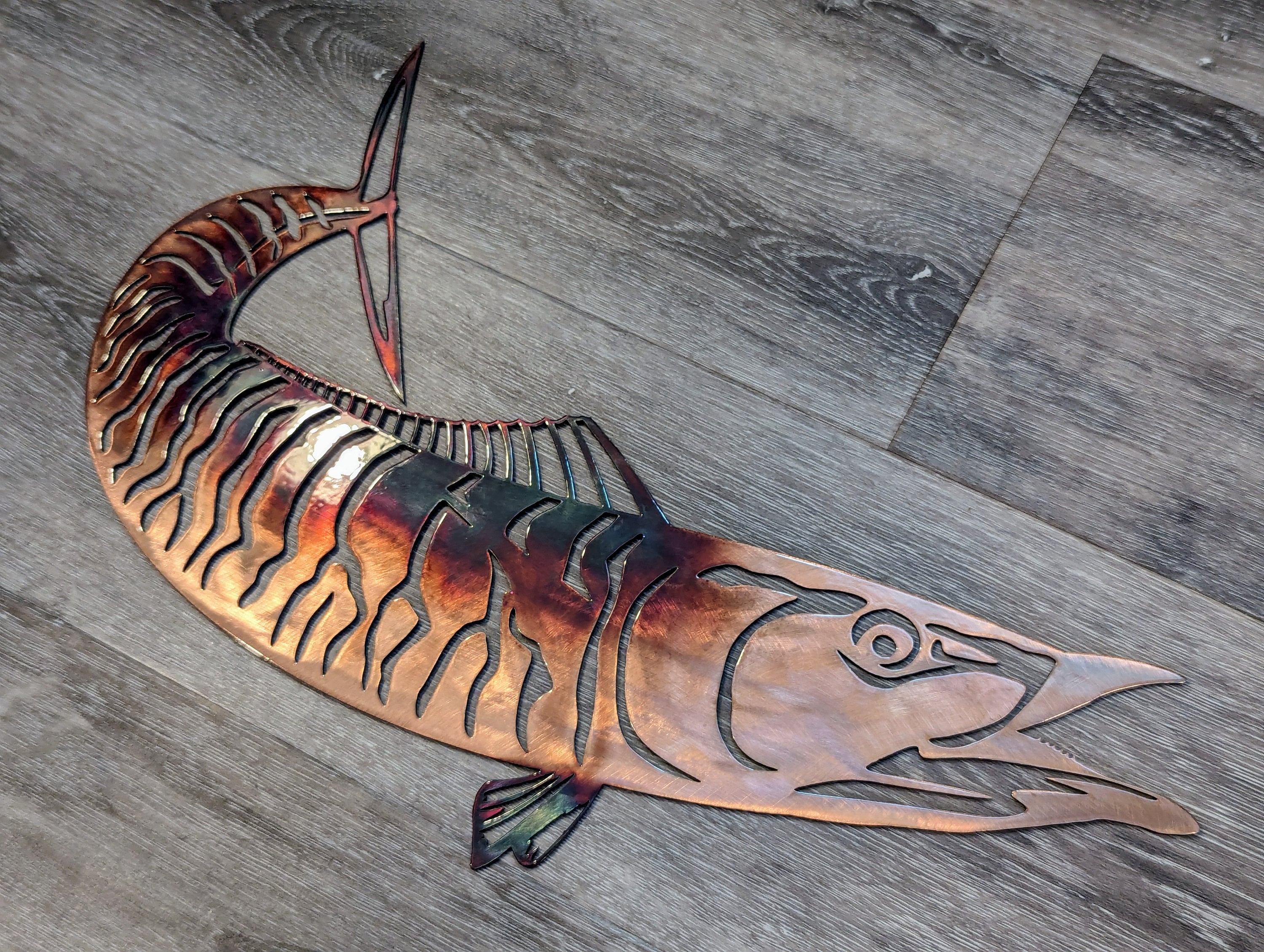 Colorful Barracuda Fish Metal Art With Colorful Patina Finish Wall ...