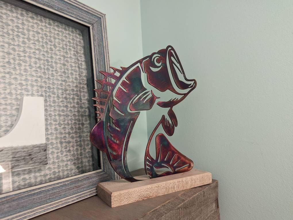Jumping Bass Fish Metal Art With Colorful Patinas - Etsy