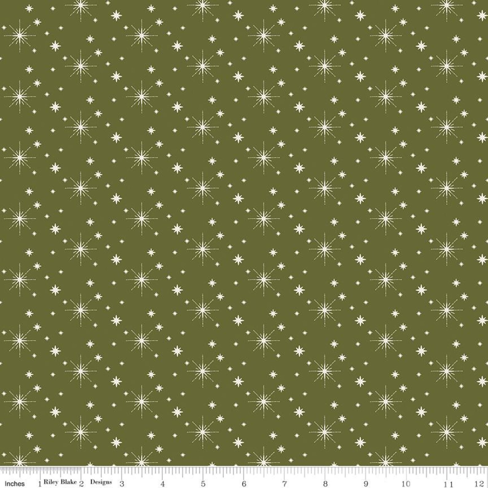 Glisten | Stars Green - 100% Cotton Christmas Fabric by Sandy Gervais ...
