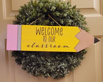 Teacher Welcome Pencil Sign - Etsy