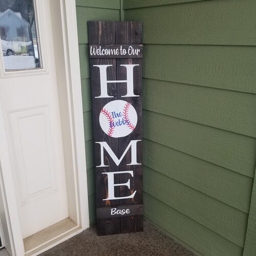 Welcome to Our Home Base Porch Sign I Custom Sign I Baseball | Etsy