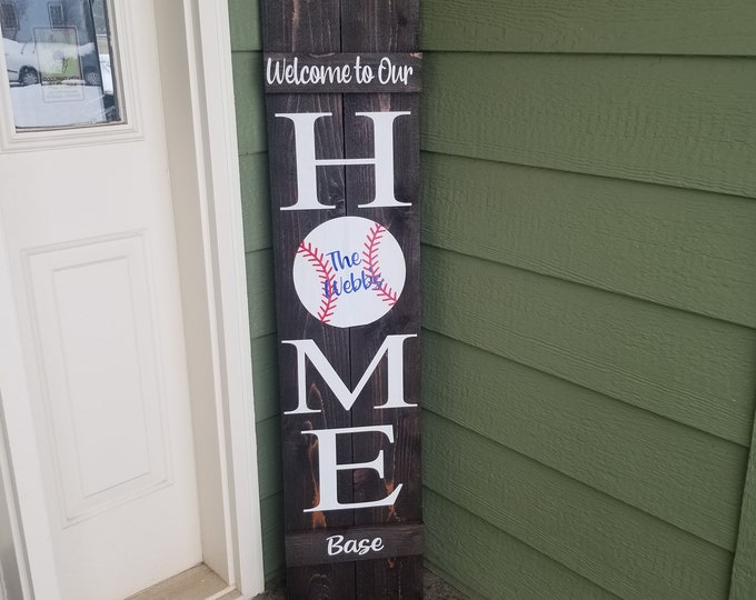 Welcome to Our Home Base Porch Sign I Custom Sign I Baseball Gift I ...