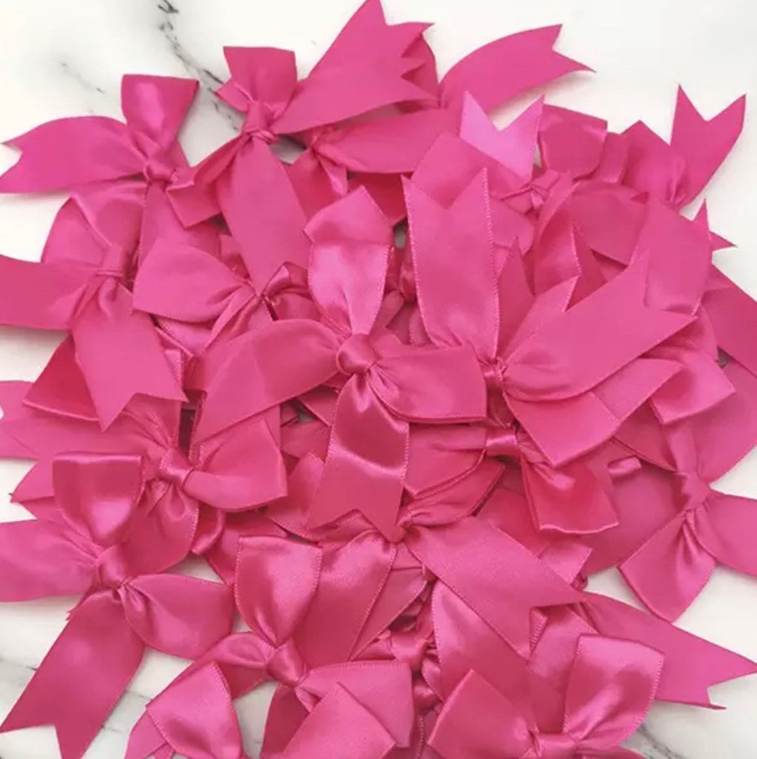 50 Fuchsia Pink Satin Ribbon Bows, Craft, Decoration Bows, Party ...