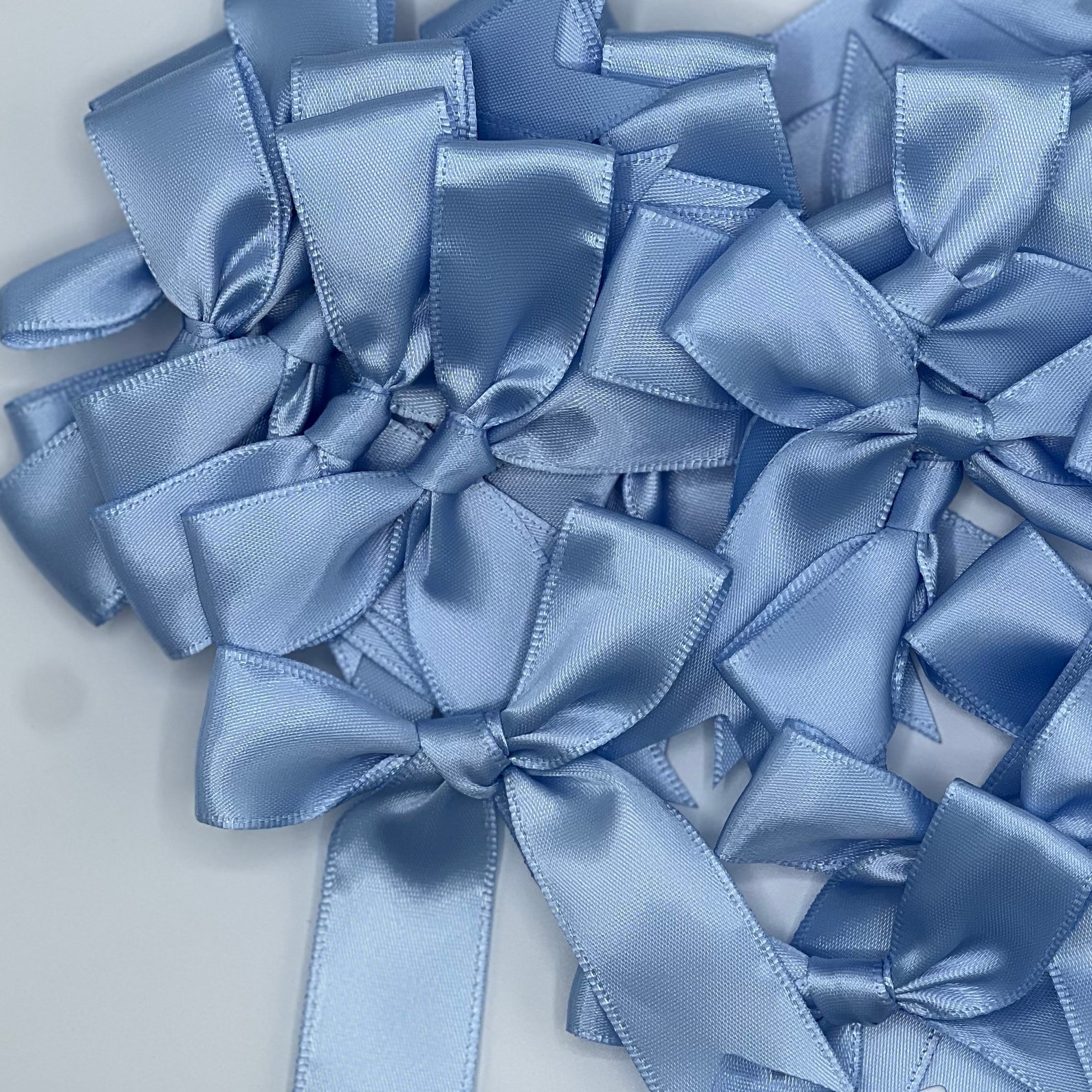 Dusty Blue Satin Bows, Ribbon Bow, Craft Decoration, Handwork DIY Party ...