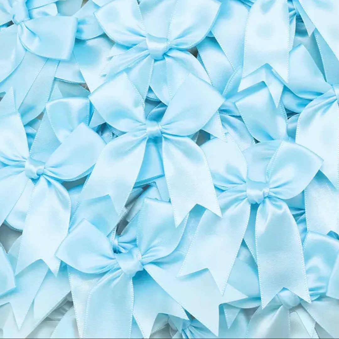 Light Blue Satin Bows, Small Size Ribbon Bow, Flower Craft Decoration ...