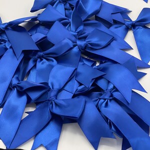 50 Royal Blue Satin Ribbon Bows, Small Size Ribbon Bow, Flower Craft Decoration Handwork DIY ...