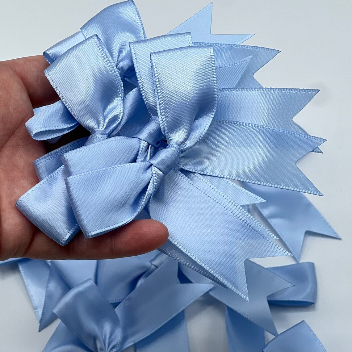 Dusty Blue Satin Bows, Ribbon Bow, Craft Decoration, Handwork DIY Party ...