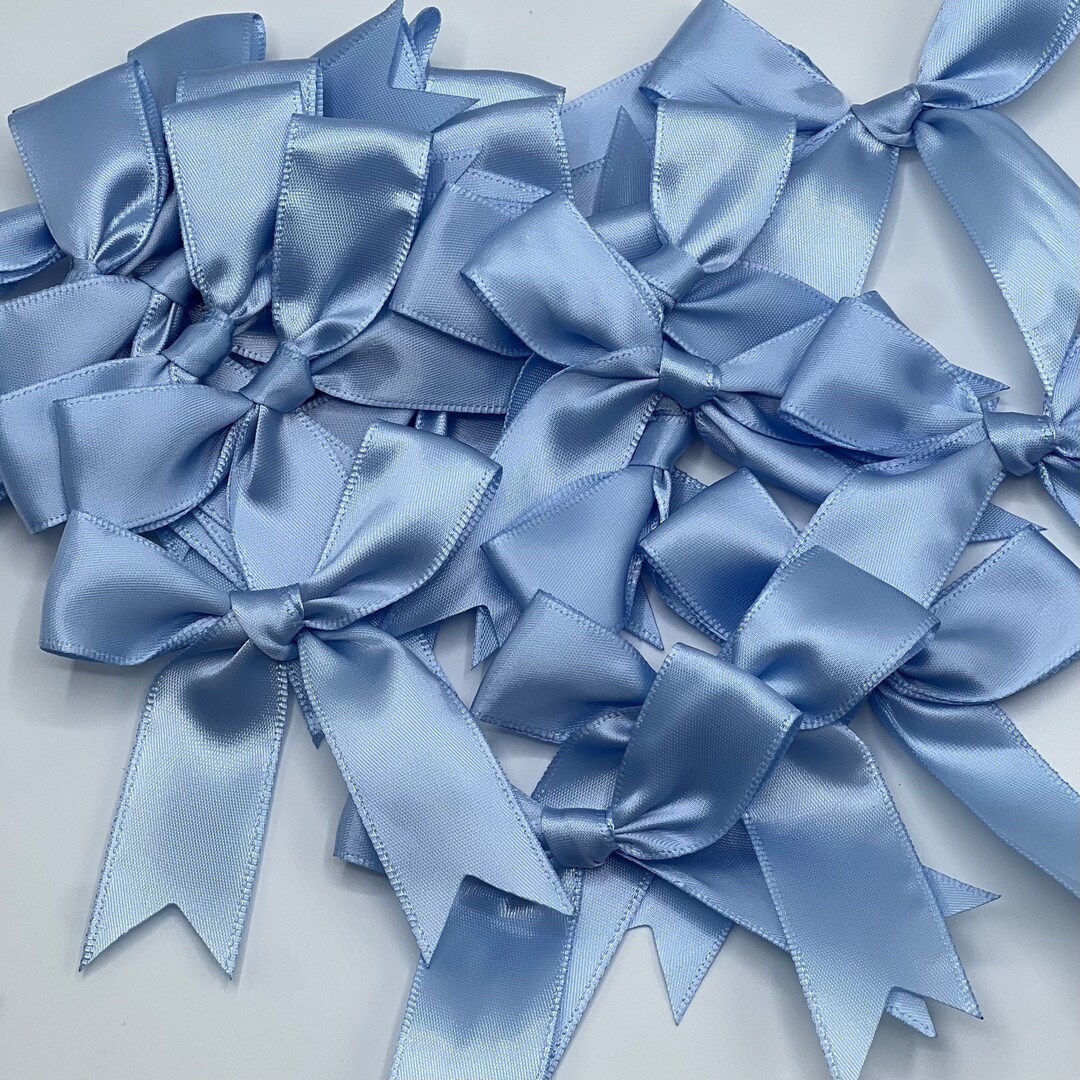 Dusty Blue Satin Bows, Ribbon Bow, Craft Decoration, Handwork DIY Party ...