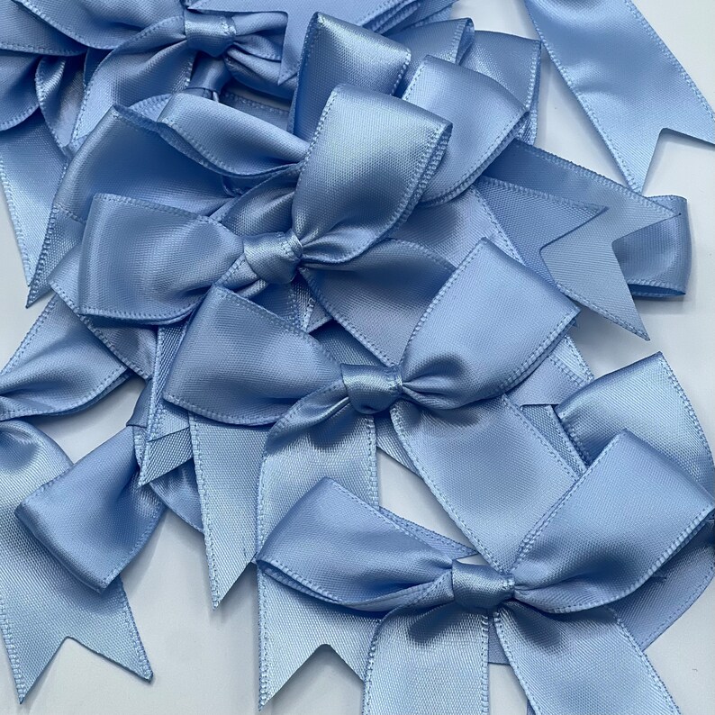 Dusty Blue Satin Bows, Ribbon Bow, Craft Decoration, Handwork DIY Party ...