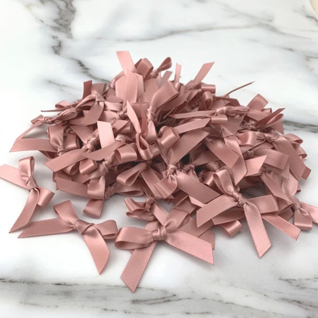 50 Rose Gold Ribbon Bows, Small Size Ribbon Bow, Flower Craft ...