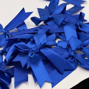 50 Royal Blue Satin Ribbon Bows, Small Size Ribbon Bow, Flower Craft ...