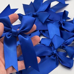 50 Royal Blue Satin Ribbon Bows, Small Size Ribbon Bow, Flower Craft Decoration Handwork DIY ...