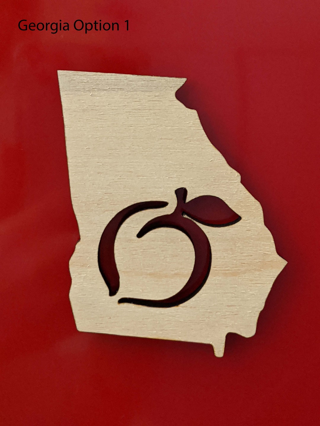Small Georgia With Peach Magnet, Fridge Magnet, Peach Magnet, Wood ...
