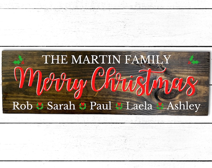 Personalized Christmas Family Sign, Merry Christmas Sign, Christmas ...