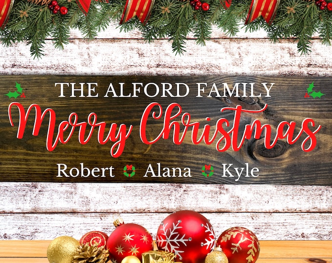 Personalized Christmas Family Sign, Merry Christmas Sign, Christmas ...