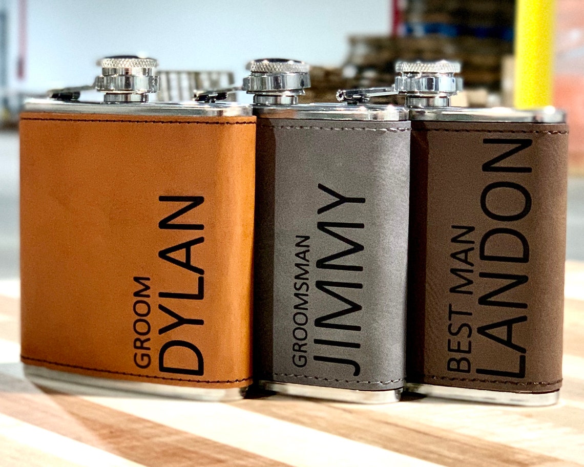 Personalized Engraved Leather Flasks for Groomsmen Gifts - Etsy