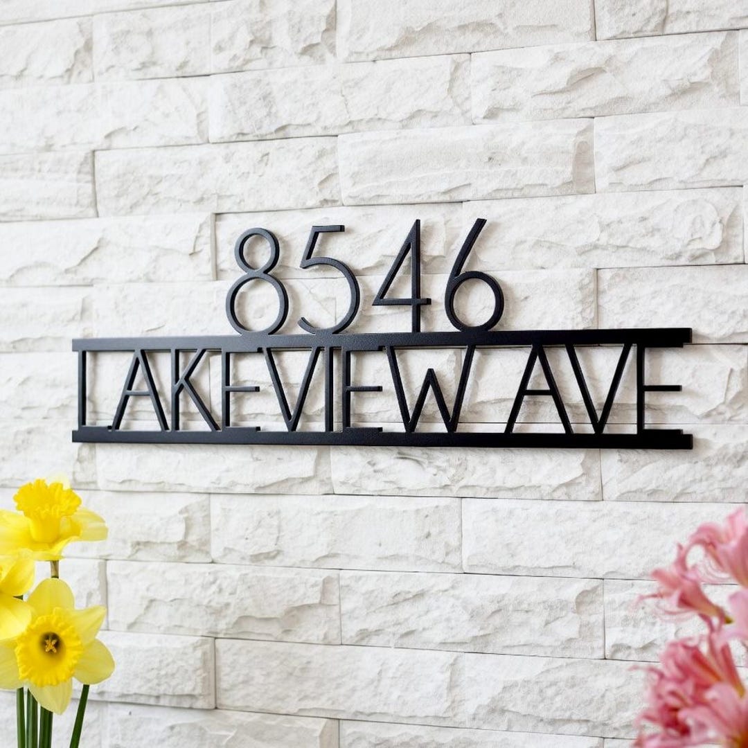Address Sign, Modern House Numbers, House Number Sign, Personalized ...