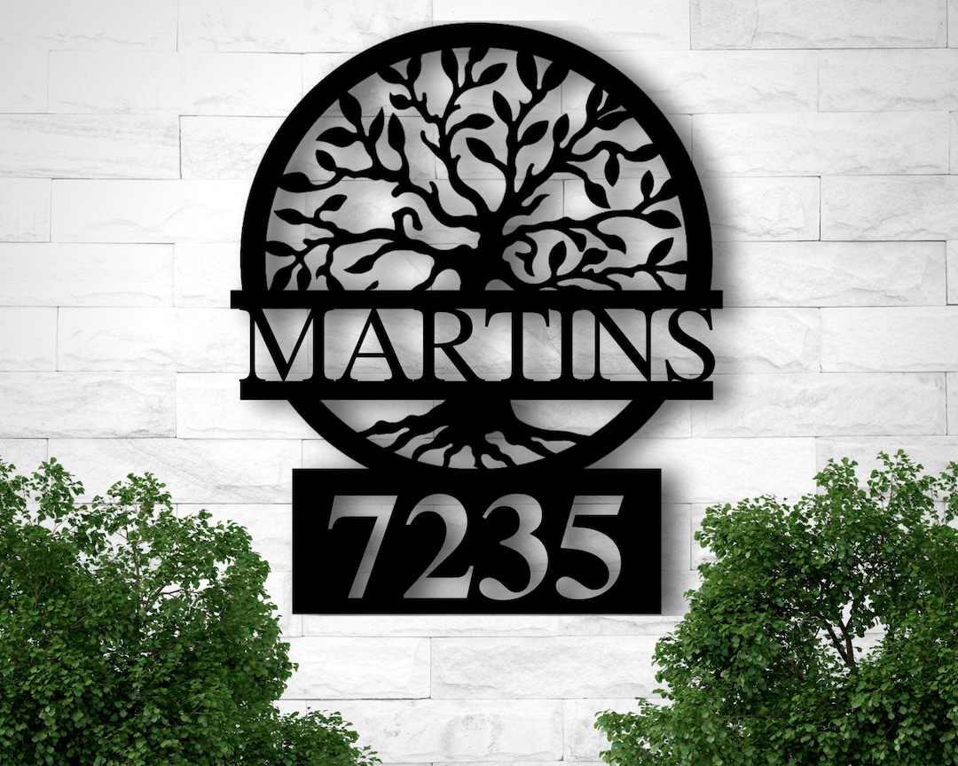 Tree of Life Address Sign, Tree of Life Metal Sign, Family Name Address ...
