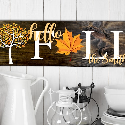 Personalized Hello Fall Sign Autumn Wall Decor Fall Wall - Etsy
