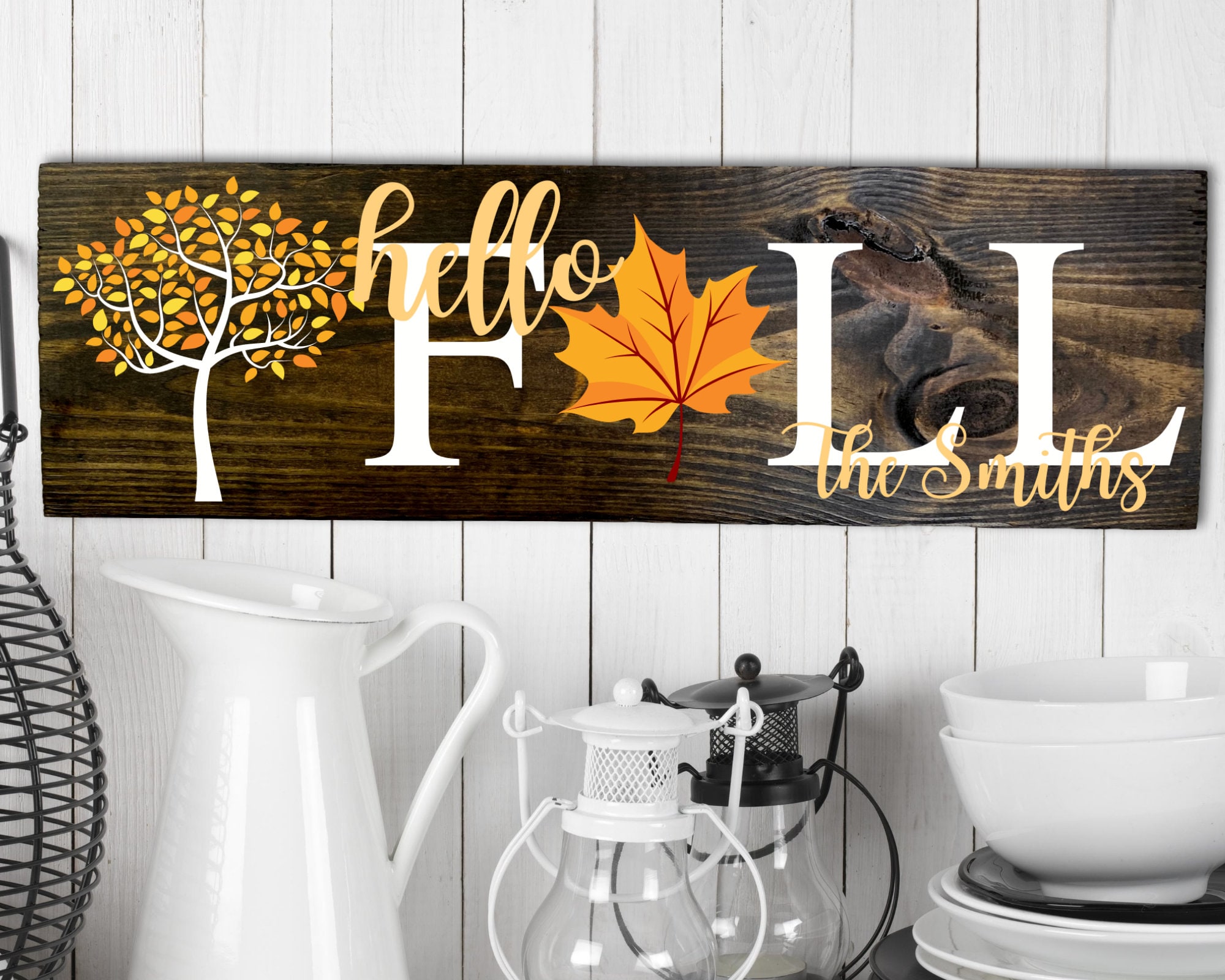 Hello Fall Sign Personalized Autumn Wall Decor Fall Wall - Etsy