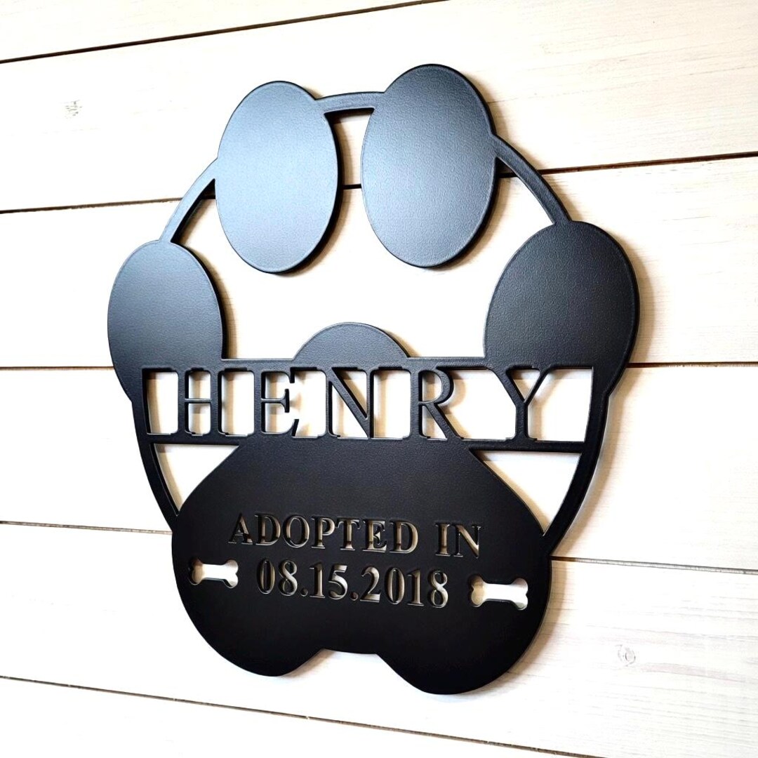 Custom Metal Dog Name Signs, Personalized Dog Sign, Dog Adoption Gift ...
