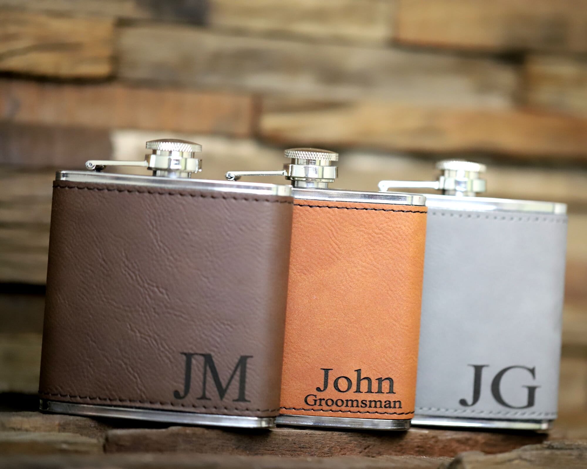Personalized Leather Flask Groomsmen Flask Engraved Flask | Etsy