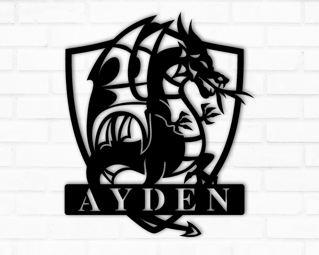 Dragon Metal Sign, Personalized Dragon Sign, Dragon Name Sign, Dragon ...