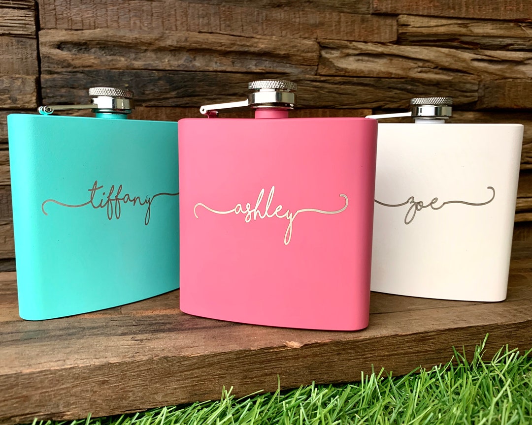 Engraved Flask for Women, Personalized Flask for Women, Bridesmaid ...