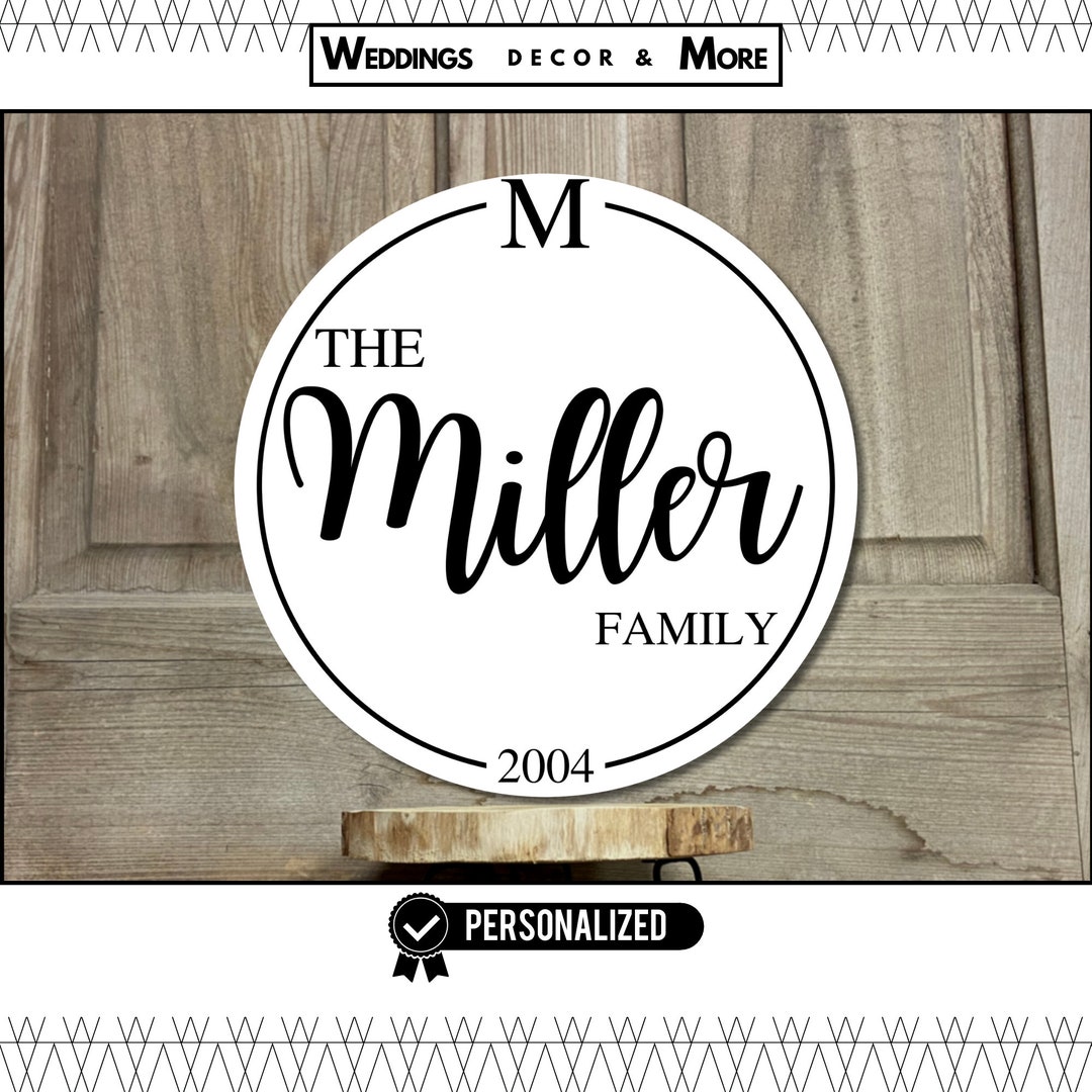 Circle Wood Sign, Last Name Sign, Custom Wood Sign, Established Sign ...