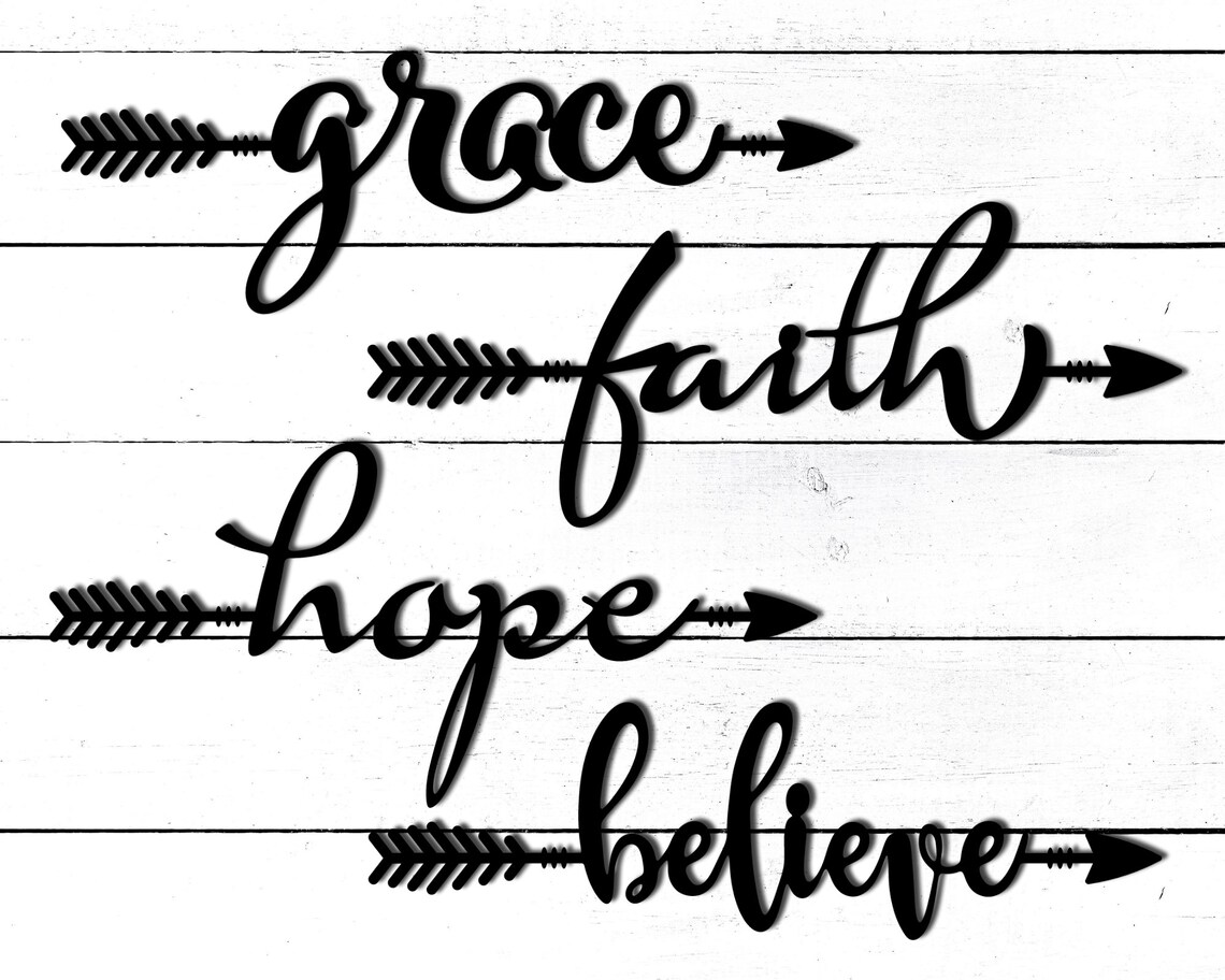 Faith Hope Believe Grace Arrow Metal Signs Christian - Etsy