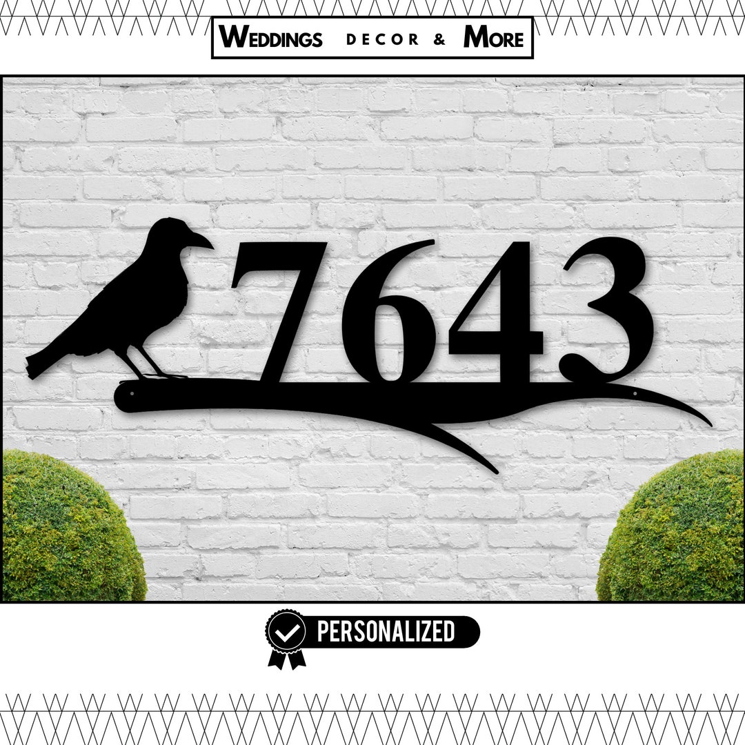 Crow Sign, Crow Address Sign, Bird House Numbers, Branch Address Sign ...