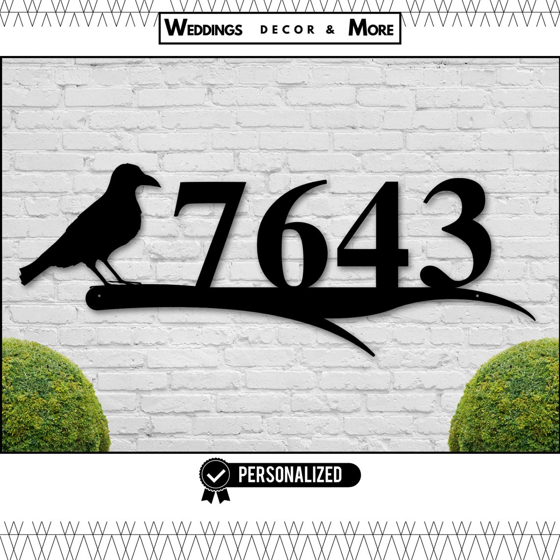 Crow Sign Crow Address Sign Bird House Numbers Branch - Etsy