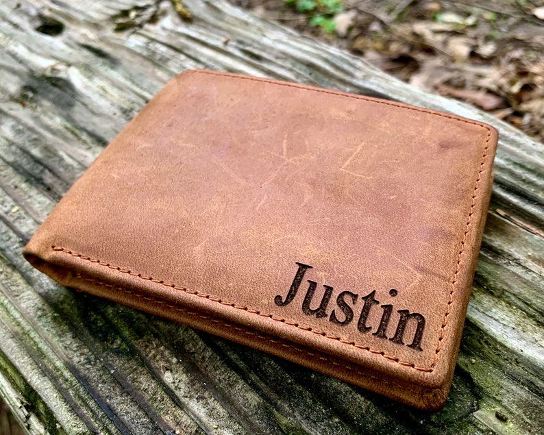 Engraved Leather Wallet for Men Personalized Wallet Laser | Etsy