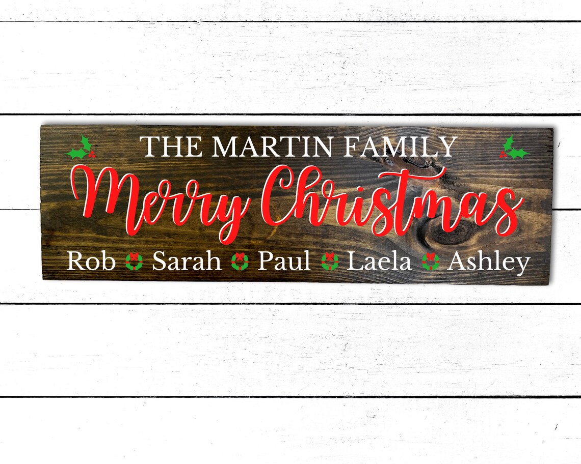 Christmas Sign With Kids Names Family Name Christmas Decor - Etsy