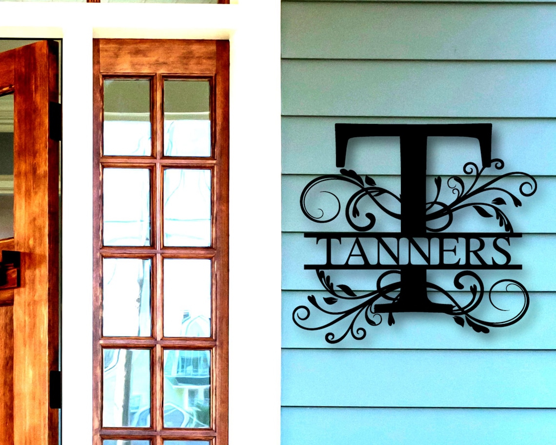 Personalized Name Door Sign Metal Monogram Plaque Metal Wall - Etsy