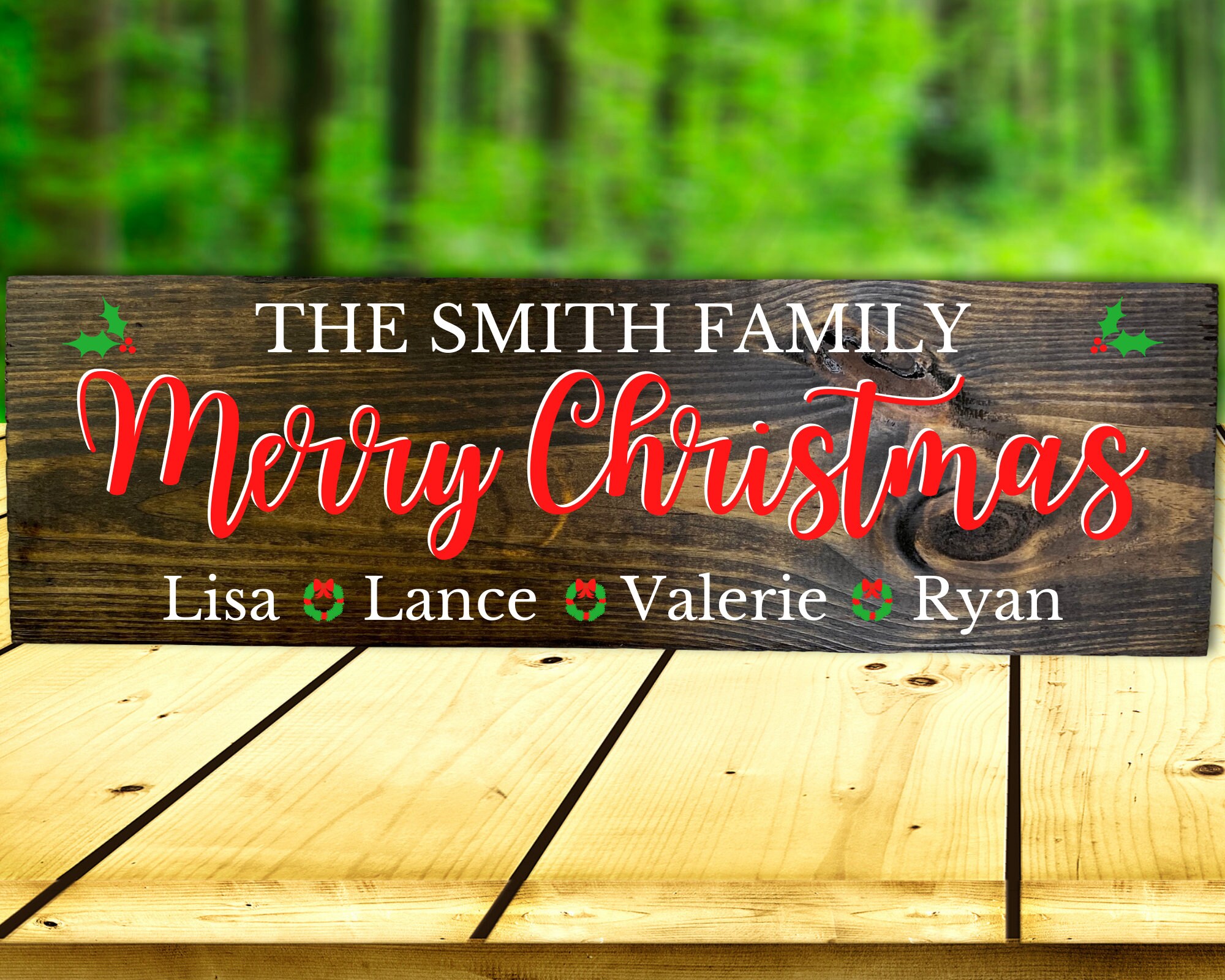 Christmas Sign With Kids Names Family Name Christmas Decor - Etsy