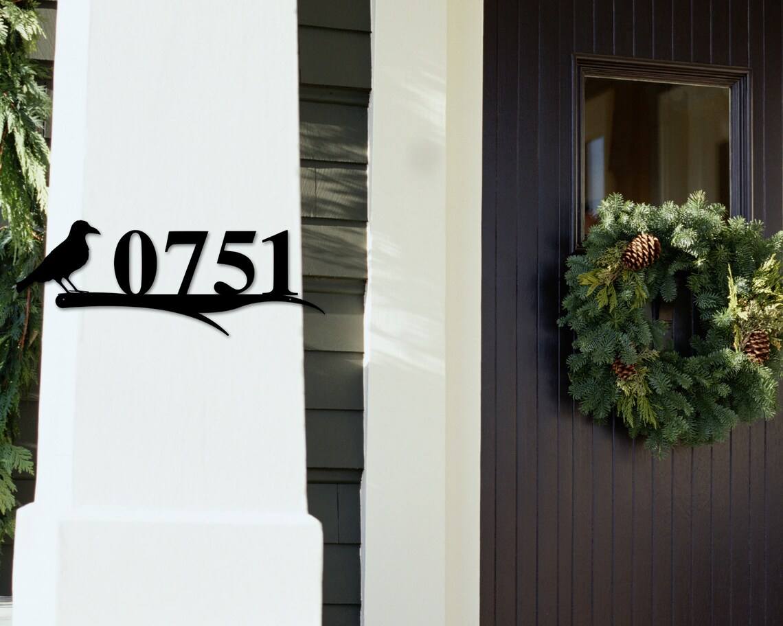 Crow Sign Crow Address Sign Bird House Numbers Branch - Etsy