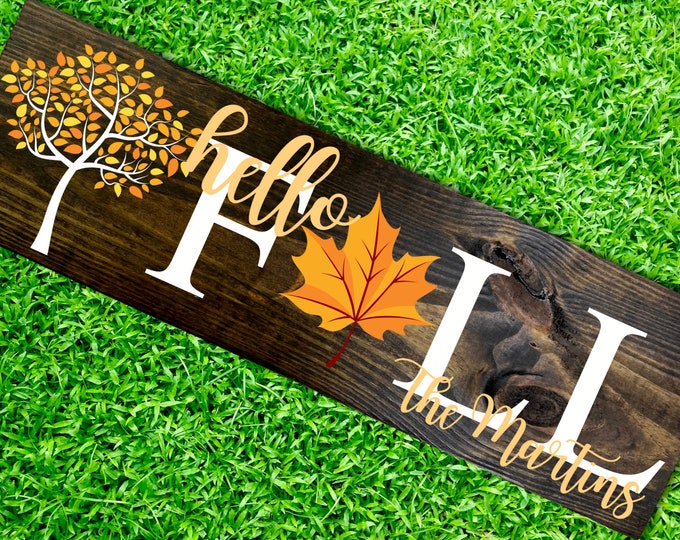 Hello Fall Sign Personalized Autumn Wall Decor Fall Wall - Etsy