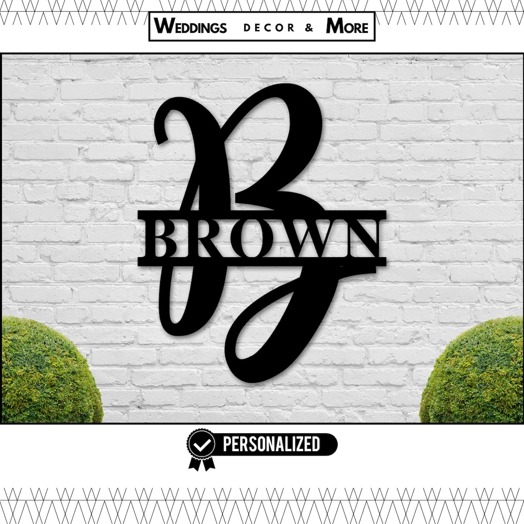 Personalized Family Name Metal Sign, Metal Monogram Sign, Personalized ...