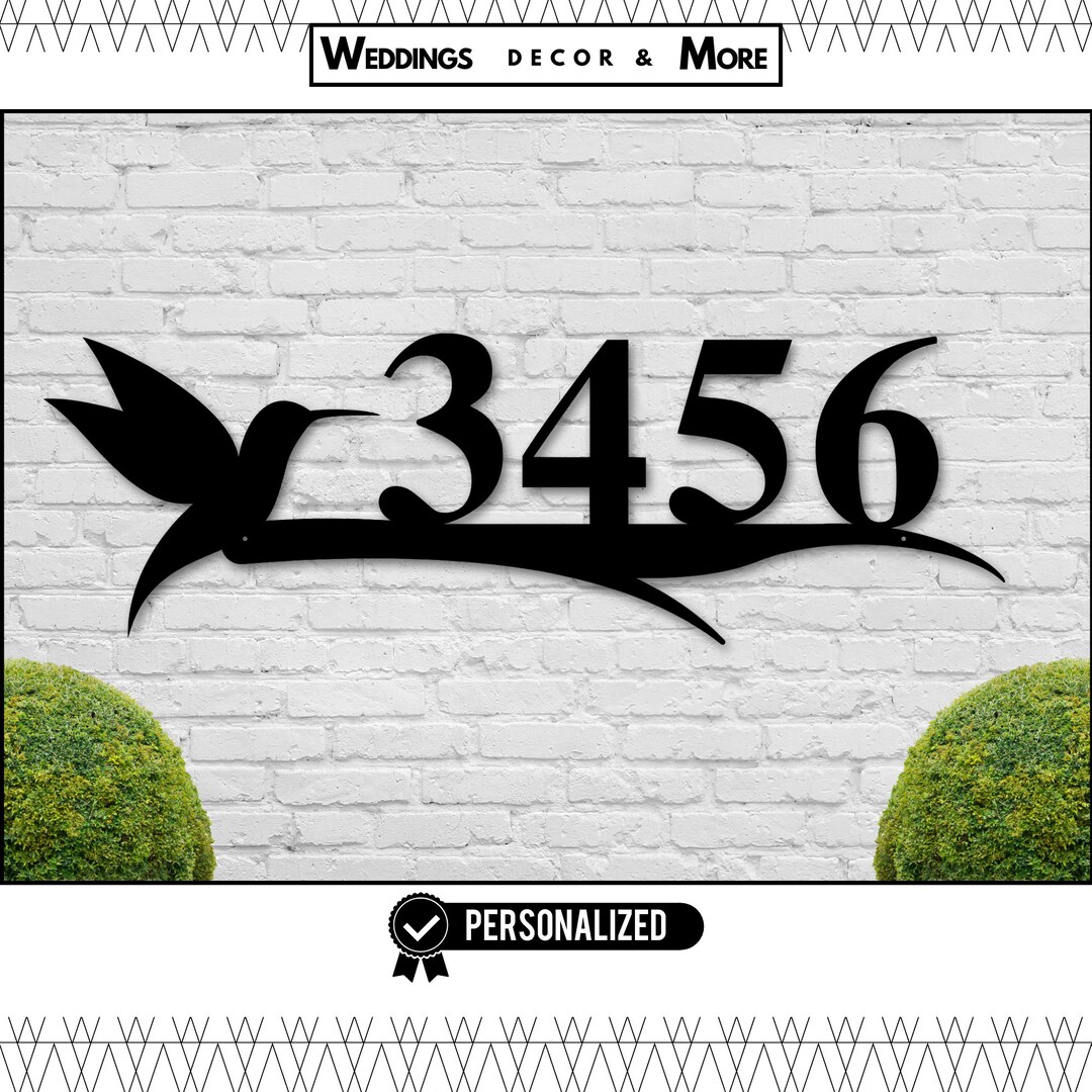 Hummingbird Sign, Hummingbird Address Sign, Bird House Numbers, Branch ...