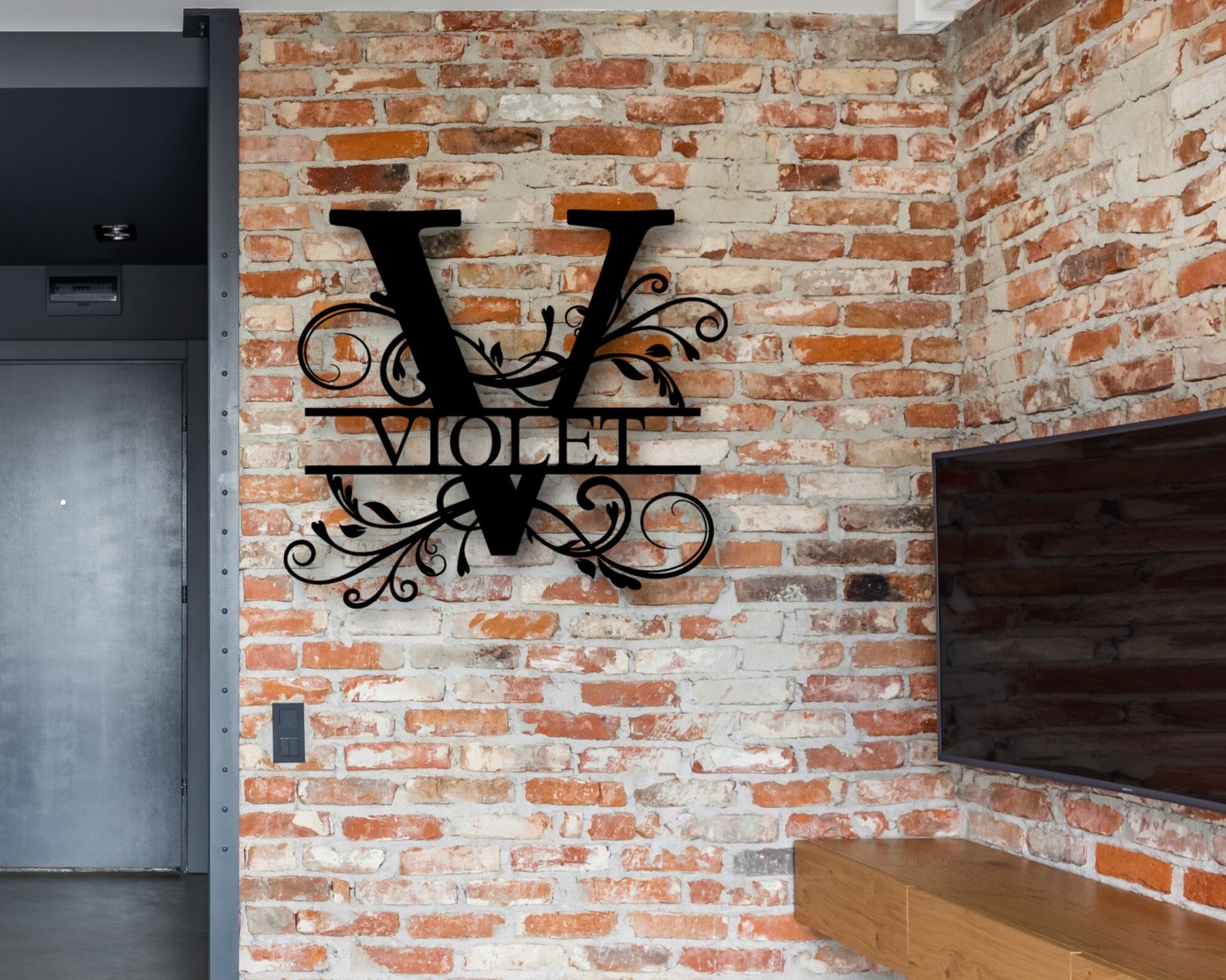 Custom Family Name Metal Sign Initial Sign Metal Monogram - Etsy