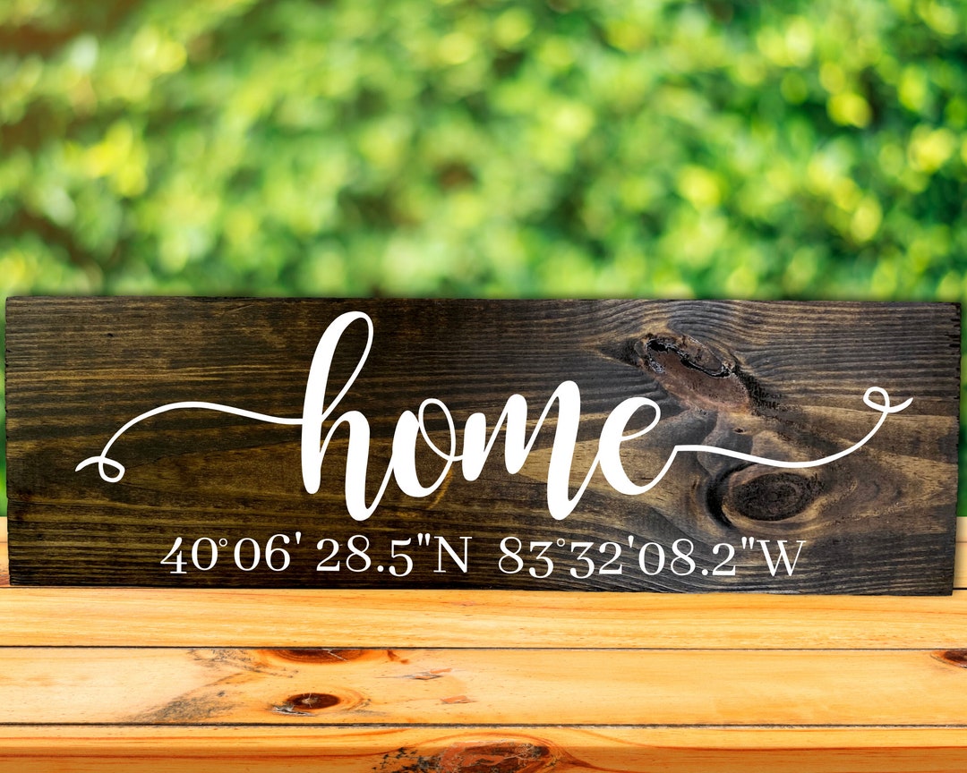 Home Coordinates Sign, Home Wood Sign, GPS Coordinates Sign, Latitude ...