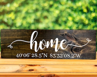 GPS Coordinates Sign, Custom Wood Sign, Wood Wall Art, Latitude and ...