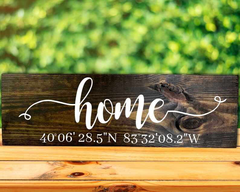 Home Sign With Coordinates, New Home Gift, Realtor Closing Gift ...
