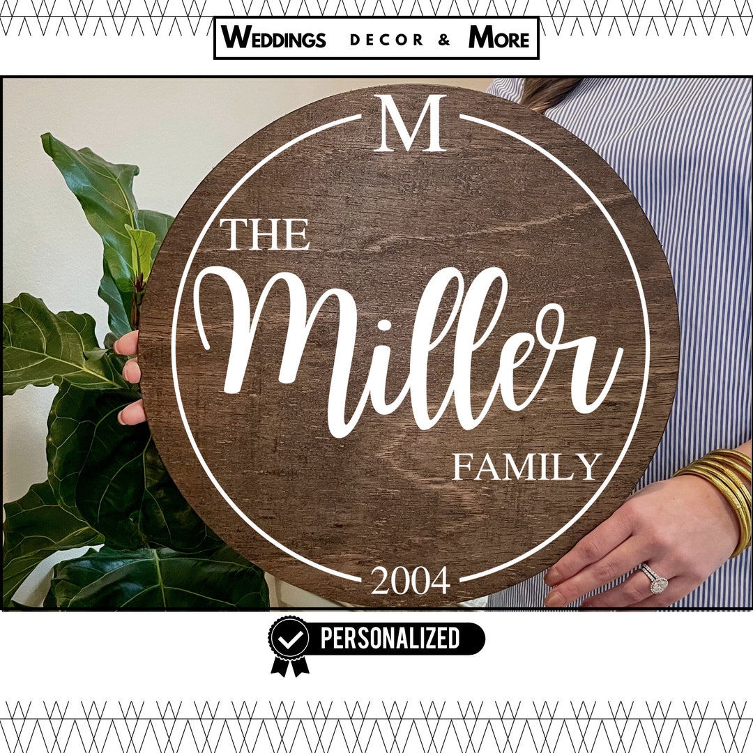 Circle Wood Sign, Last Name Sign, Custom Wood Sign, Established Sign ...