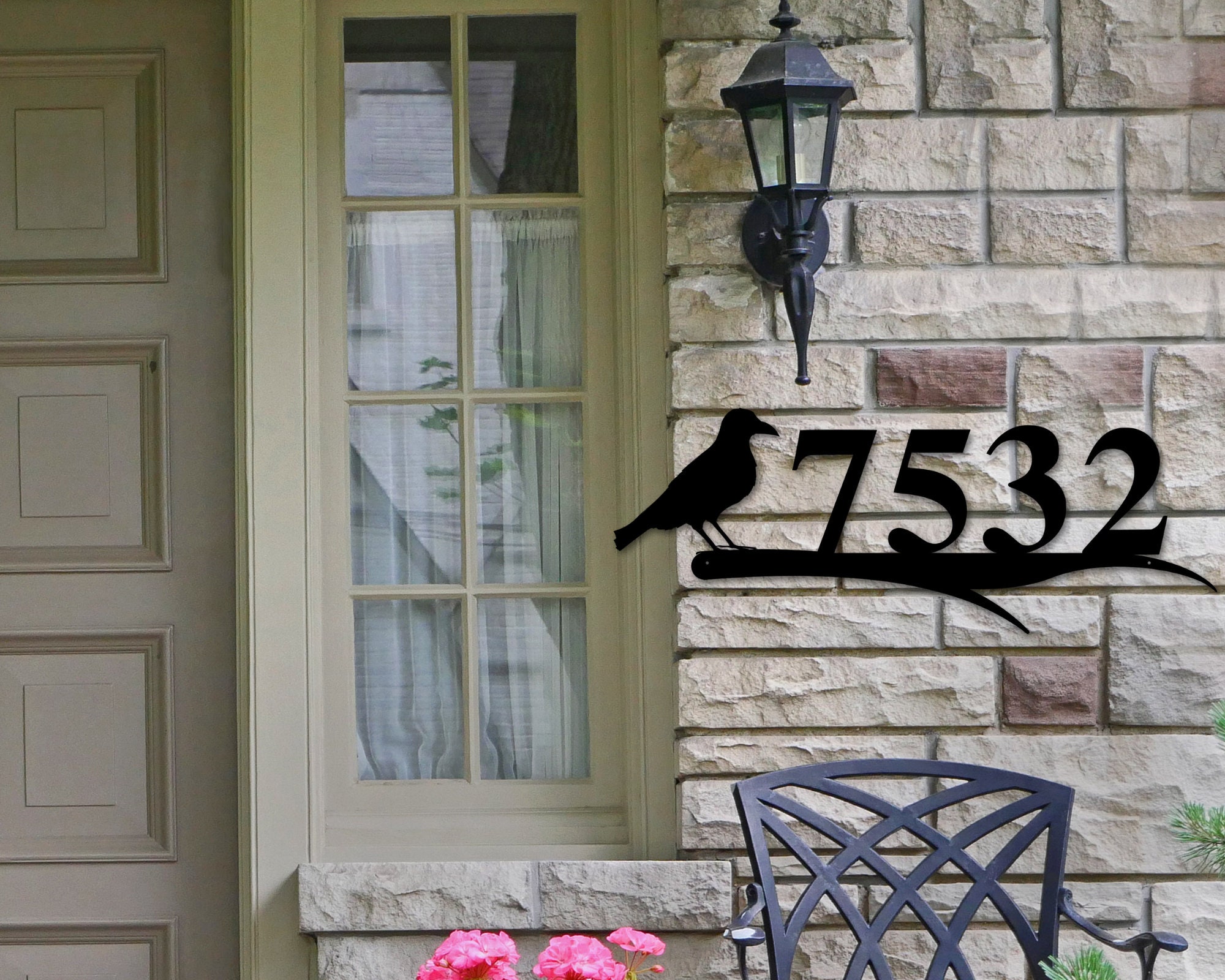 Crow Sign Crow Address Sign Bird House Numbers Branch - Etsy