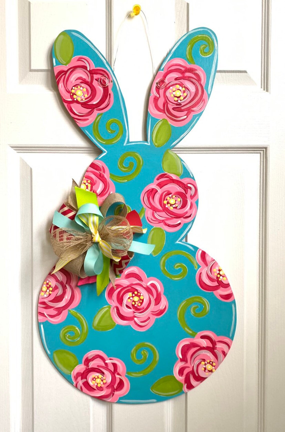 Floral Bunny Spring Door Hanger | Etsy