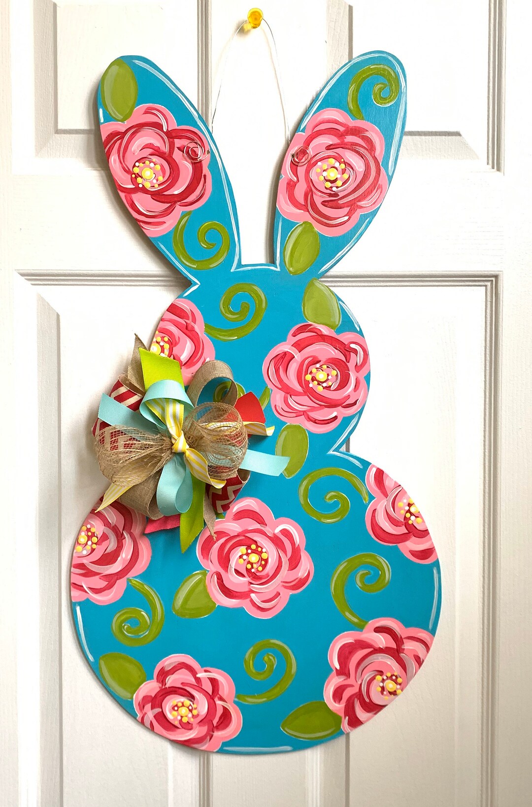 Floral Bunny Spring Door Hanger - Etsy